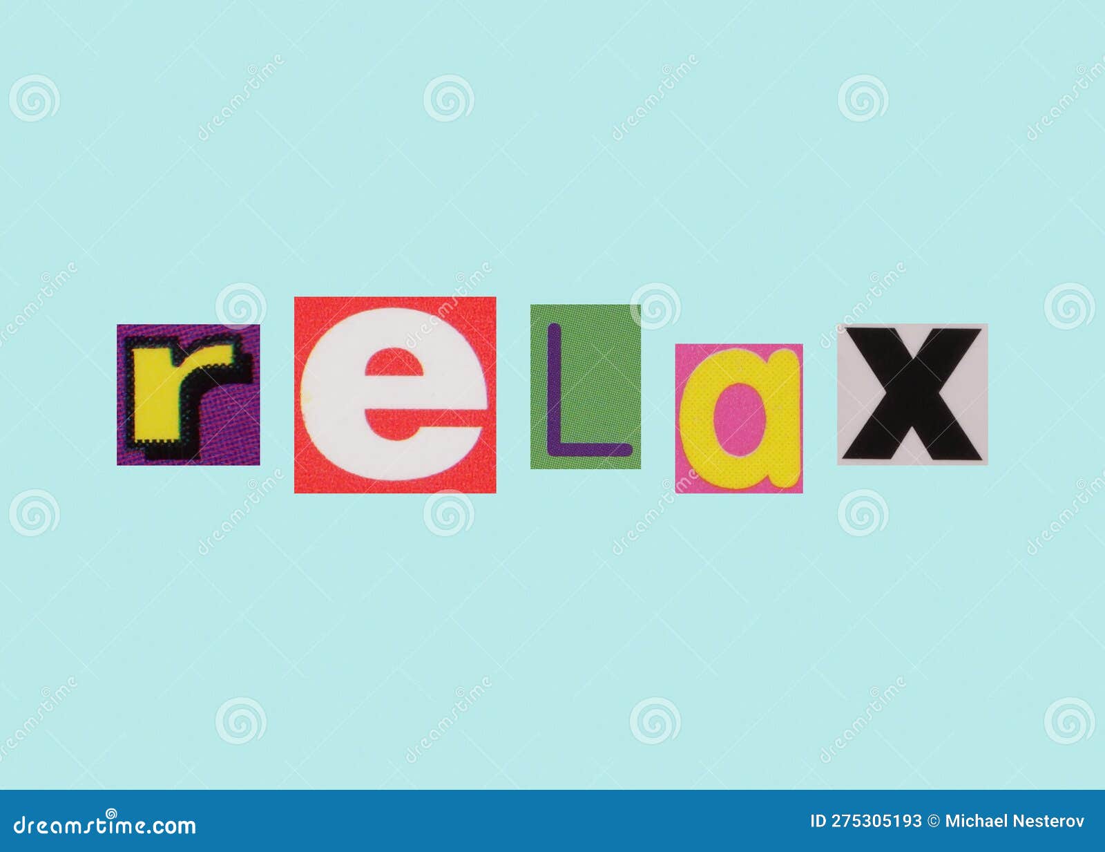 Relax Word from Cut Out Magazine Colored Letters Stock Image - Image of ...