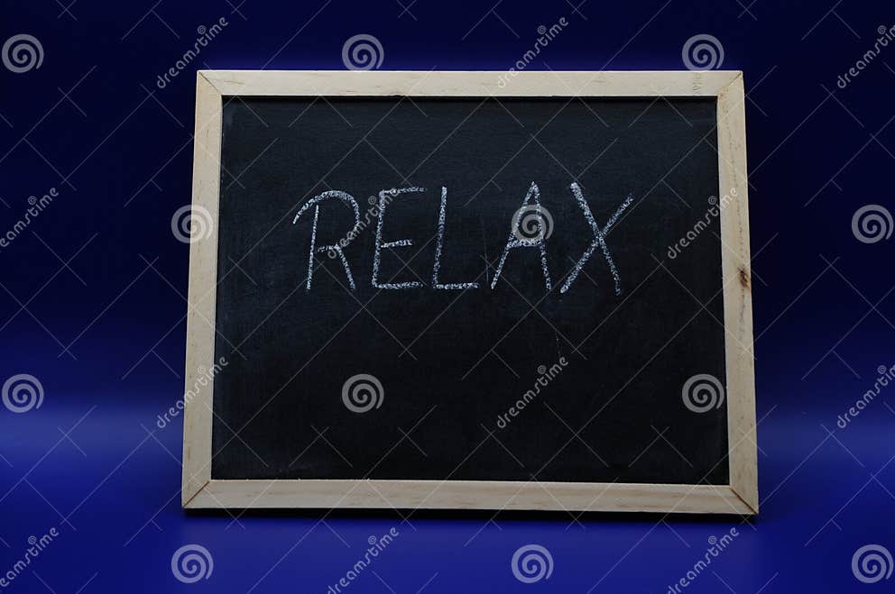 Relax Write on Blue Background Stock Photo - Image of design ...