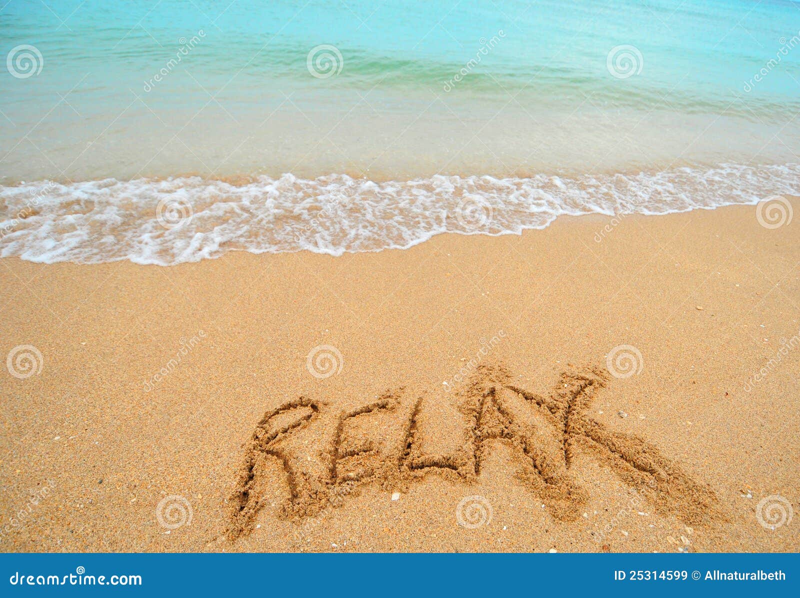 Relax written in sand stock image. Image of summer, wave - 25314599