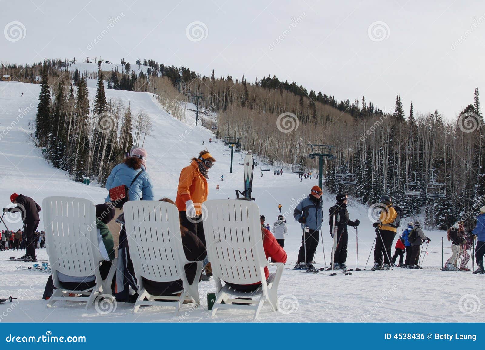 Relaxation stock photo. Image of skiers, blue, orange - 4538436