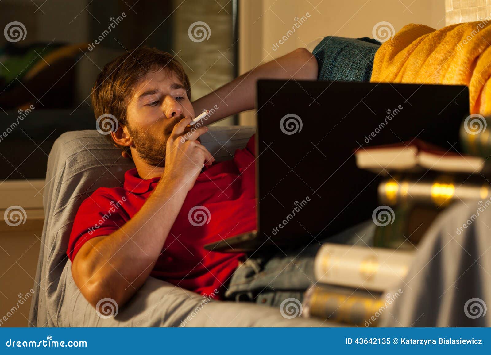 Relaxation with Cigarette during Learning Stock Image - Image of relax ...