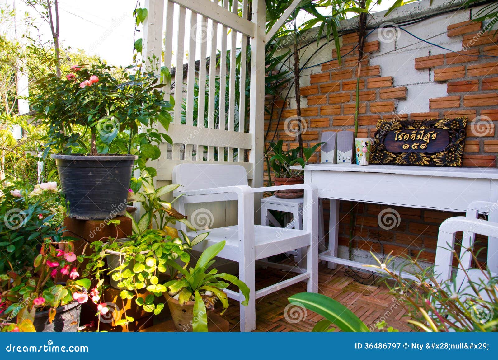Relaxation corner stock image. Image of cottage, landscaping - 36486797