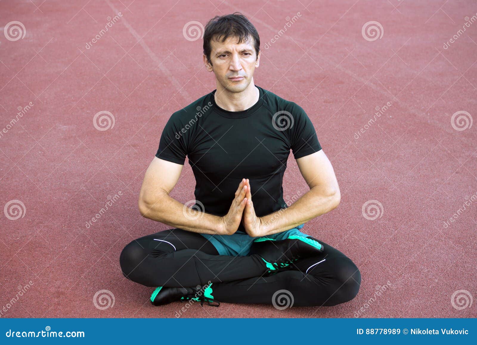 Relaxation Exercise in Stadium Stock Image - Image of runner ...