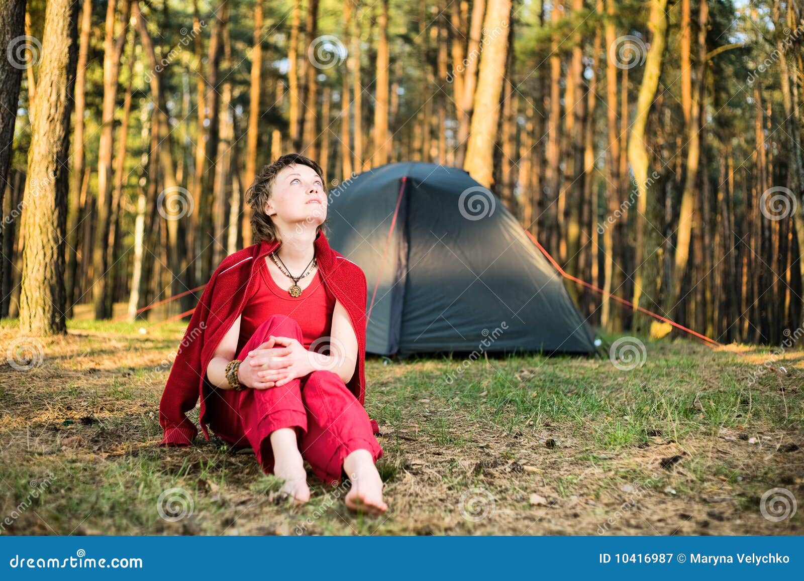 Relaxation in forest stock image. Image of recreation - 10416987