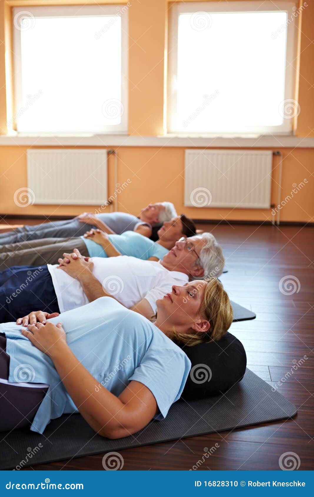 Relaxation in a gym stock photo. Image of rehab, meditation - 16828310