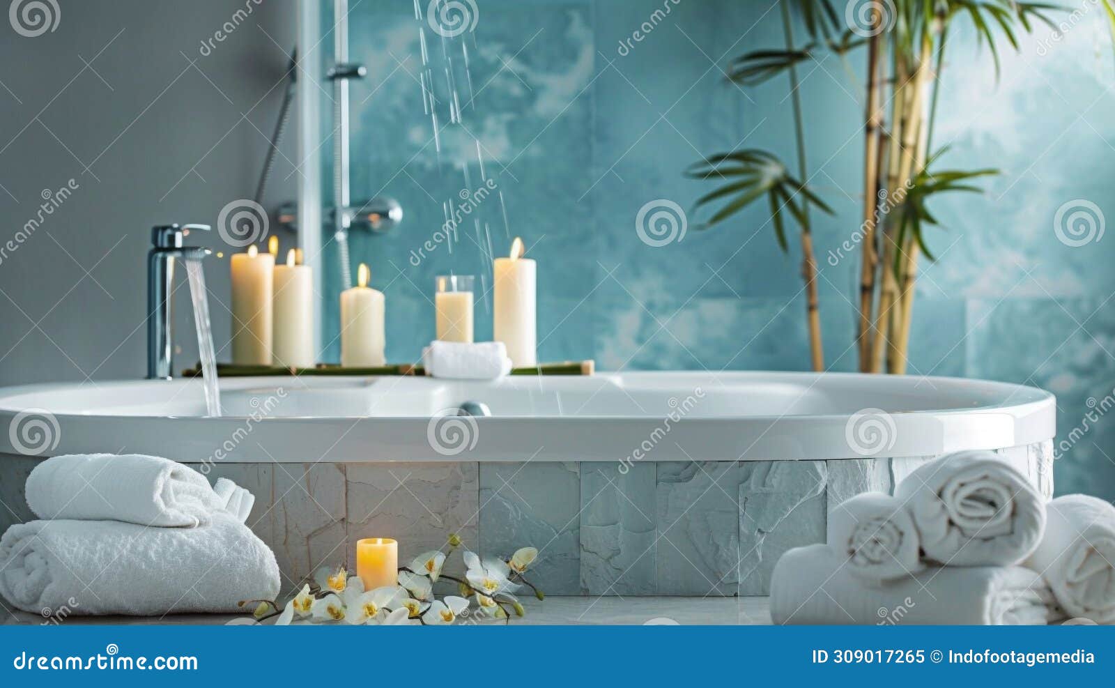Relaxation Haven: Modern Spa Retreat Bathroom in Aqua and White Stock ...