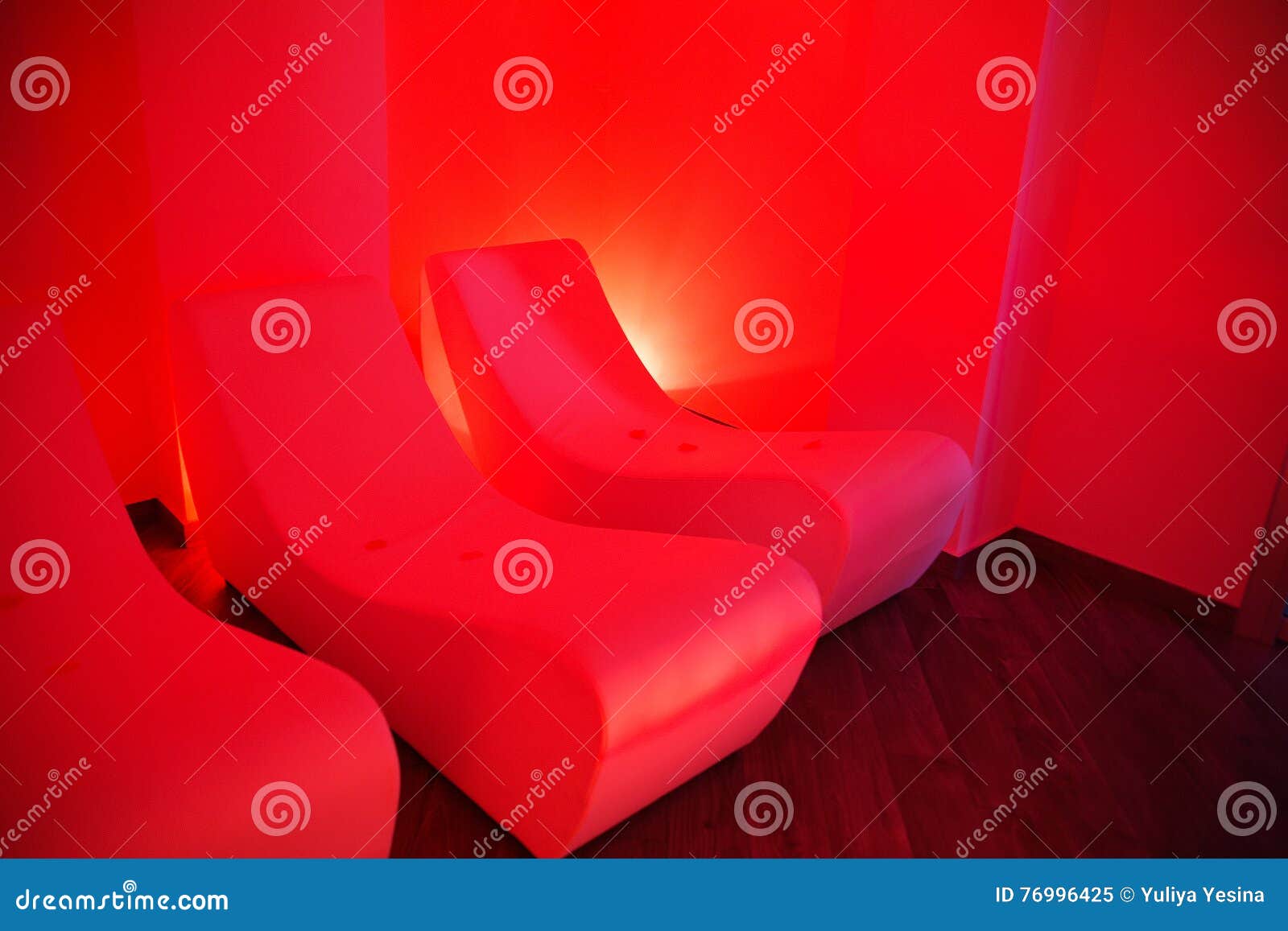 Relaxation Room on Dark Red Illumination. Stock Image - Image of relax ...