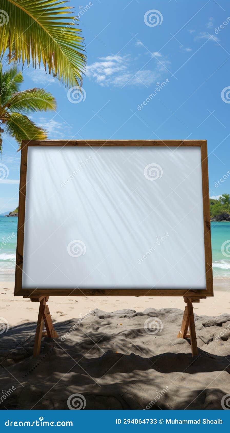 Relaxation By The Sea Whiteboard On A Sandy Beach With Palm Tree ...