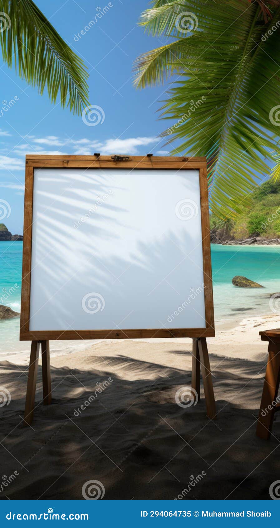 Relaxation By The Sea Whiteboard On A Sandy Beach With Palm Tree ...