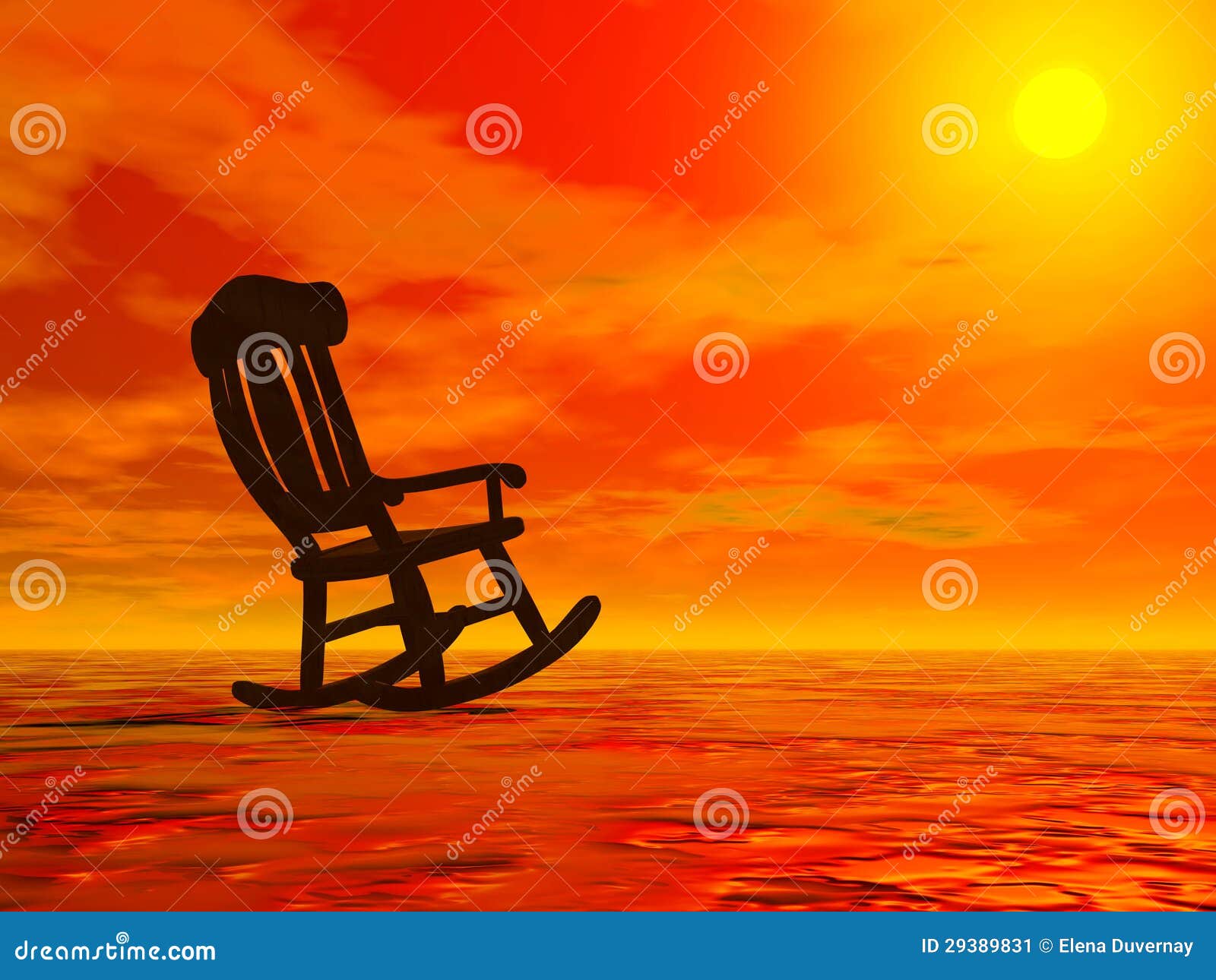 Relaxation by Sunset - 3D Render Stock Illustration - Illustration of ...