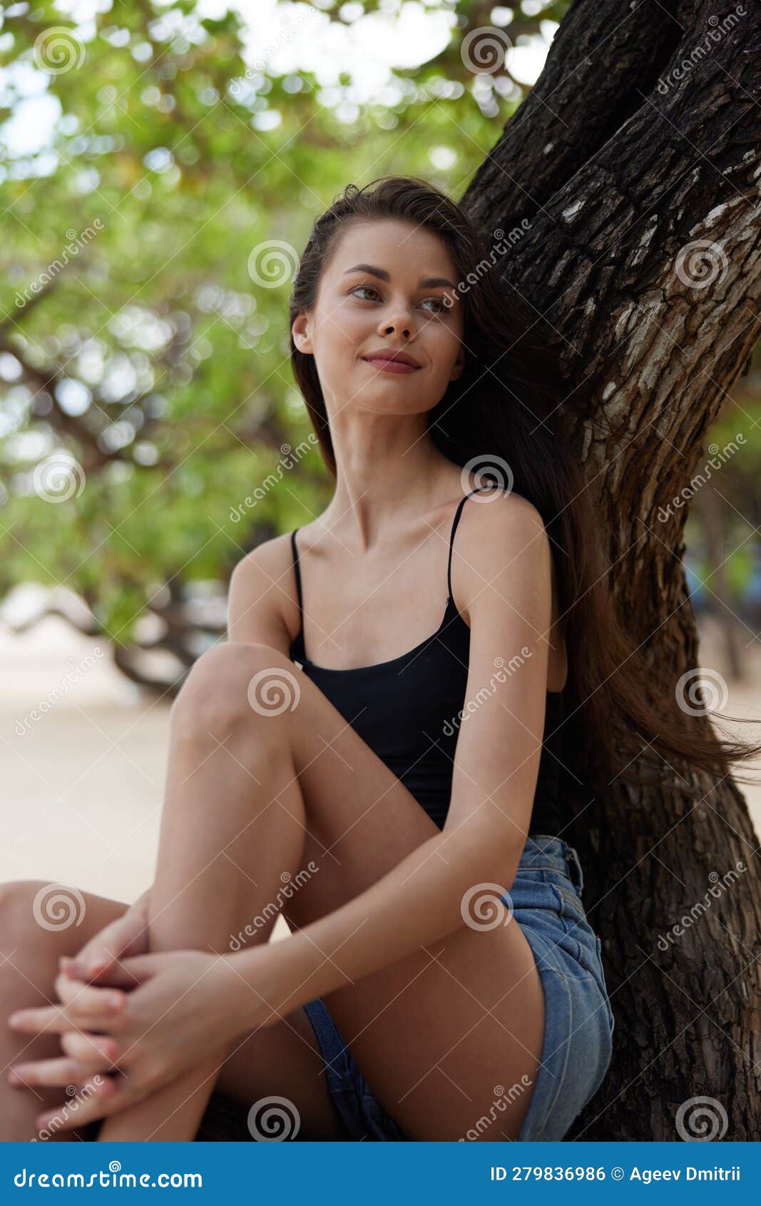 Woman Nature Sitting Relax Looking Lifestyle Sky Sea Smiling Vacation