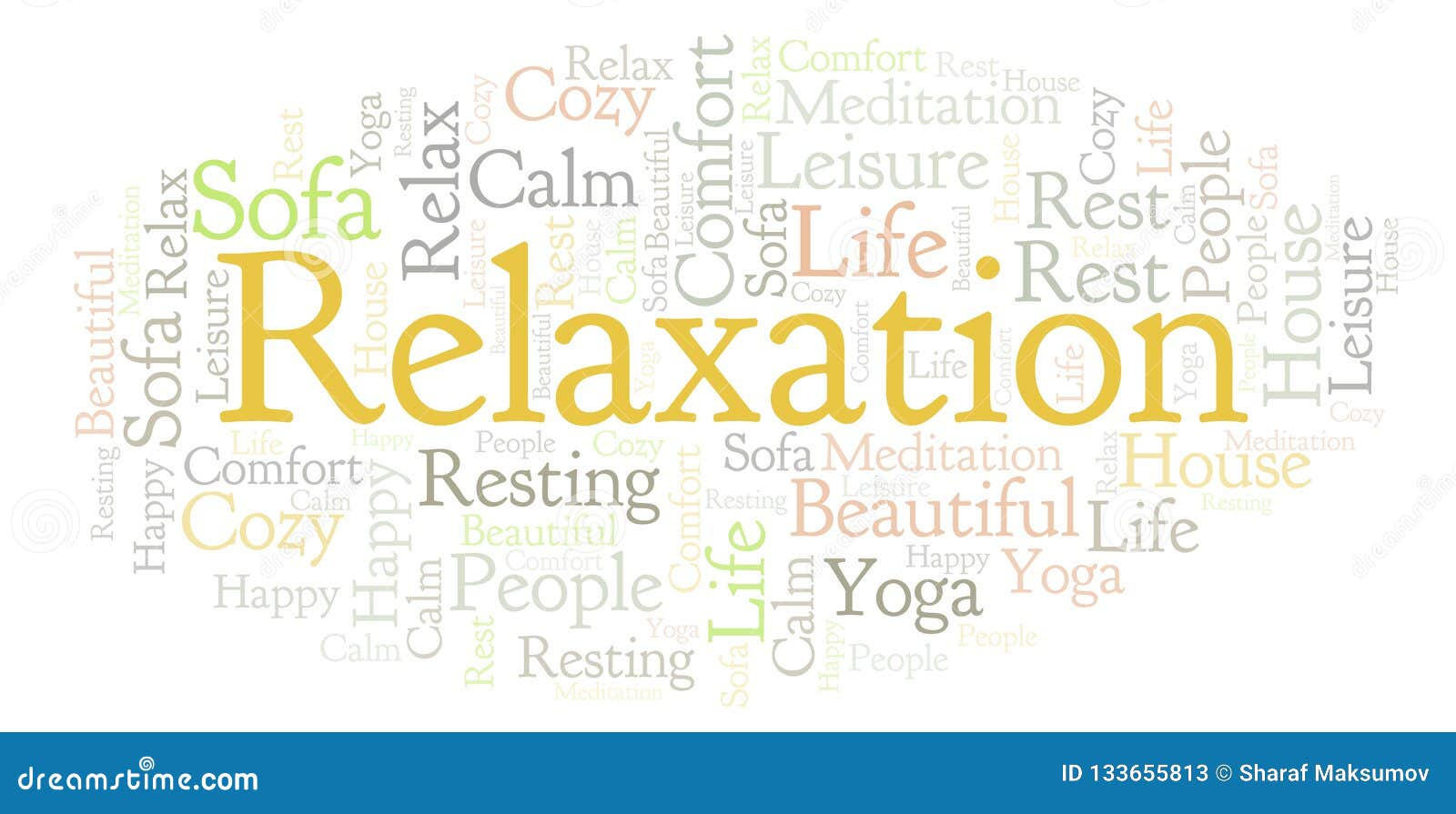 Relaxation word cloud stock illustration. Illustration of cloud - 133655813