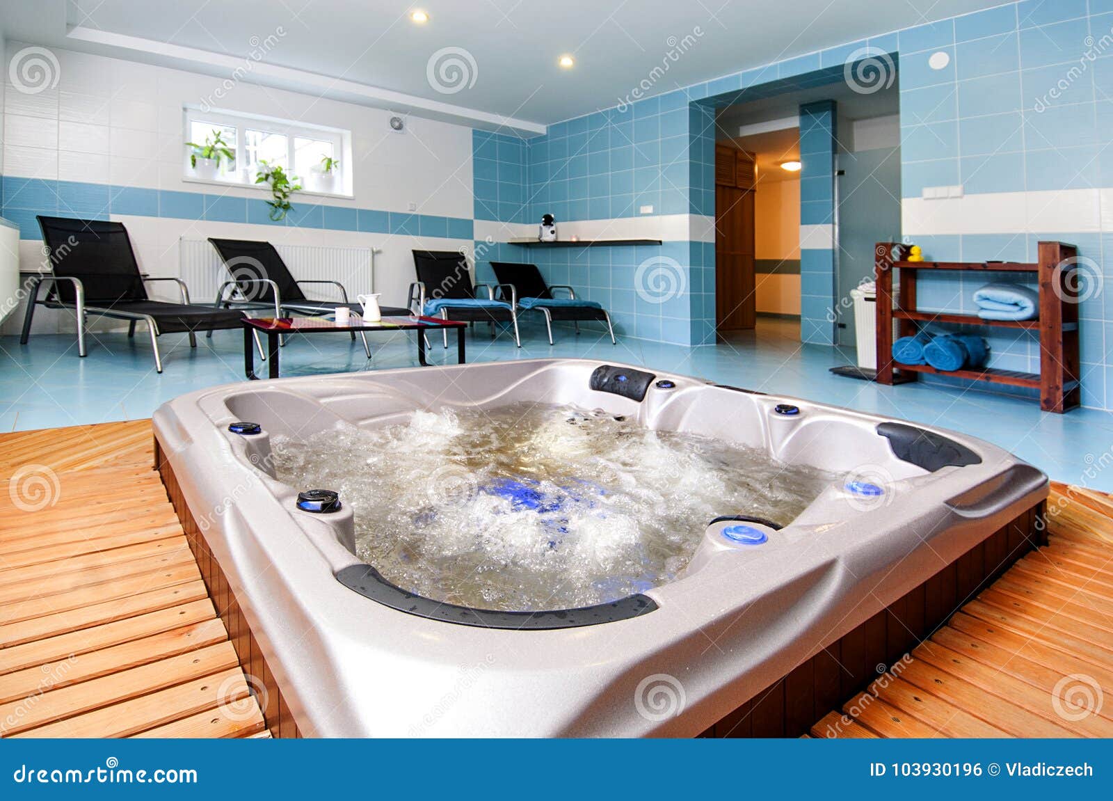 Relaxation Zone with Jacuzzi. Stock Photo - Image of room, bath: 103930196