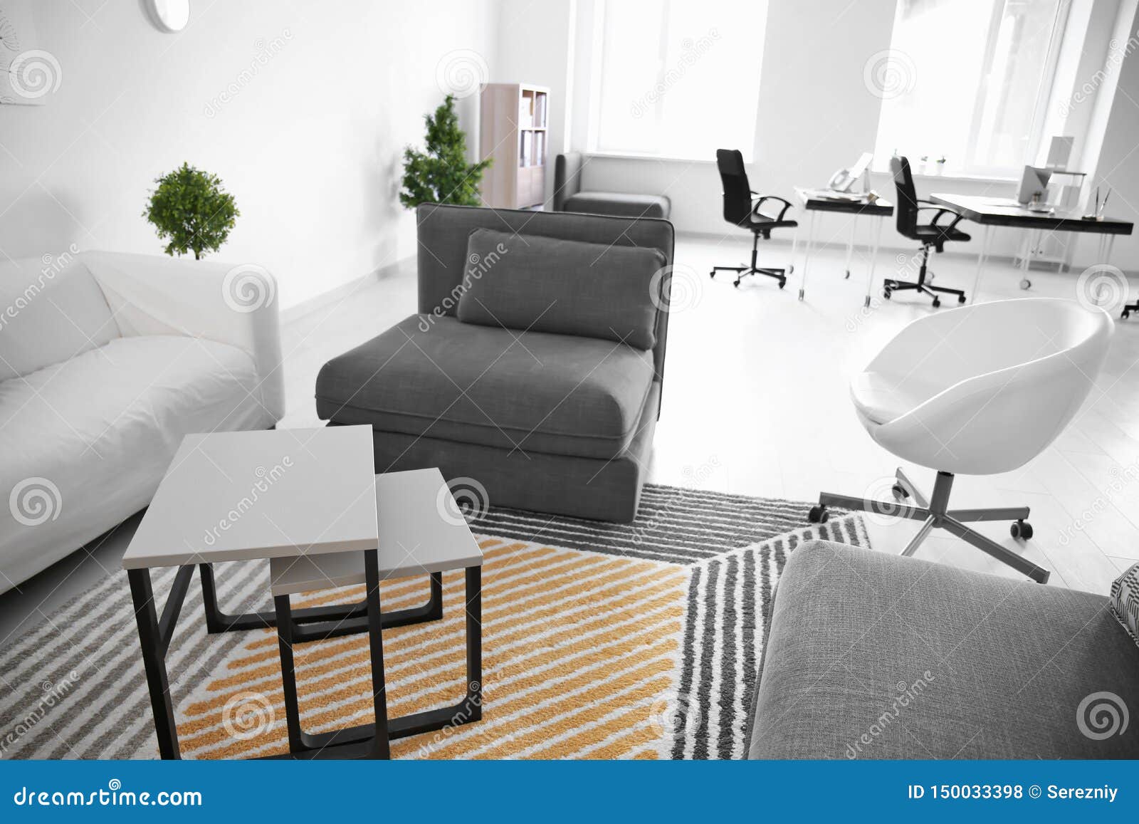 Relaxation Zone in Office with Comfortable Furniture. Workplace Design ...