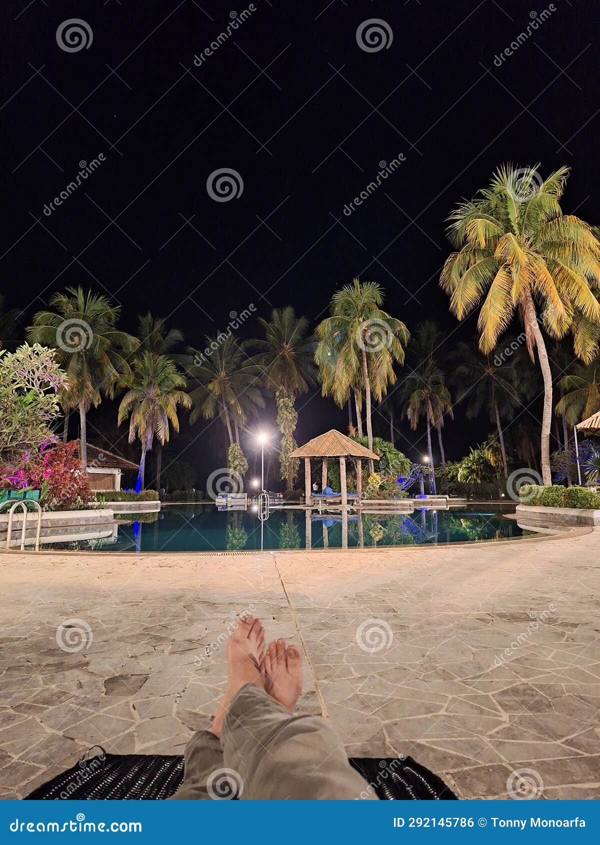 Side Pool Outdoor Wooden Day Bed In A Modern Luxury Resort With A Nice ...