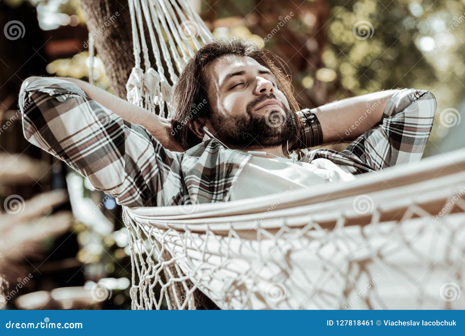 Relaxed Bearded Man Chilling in the Park Stock Image - Image of camp ...