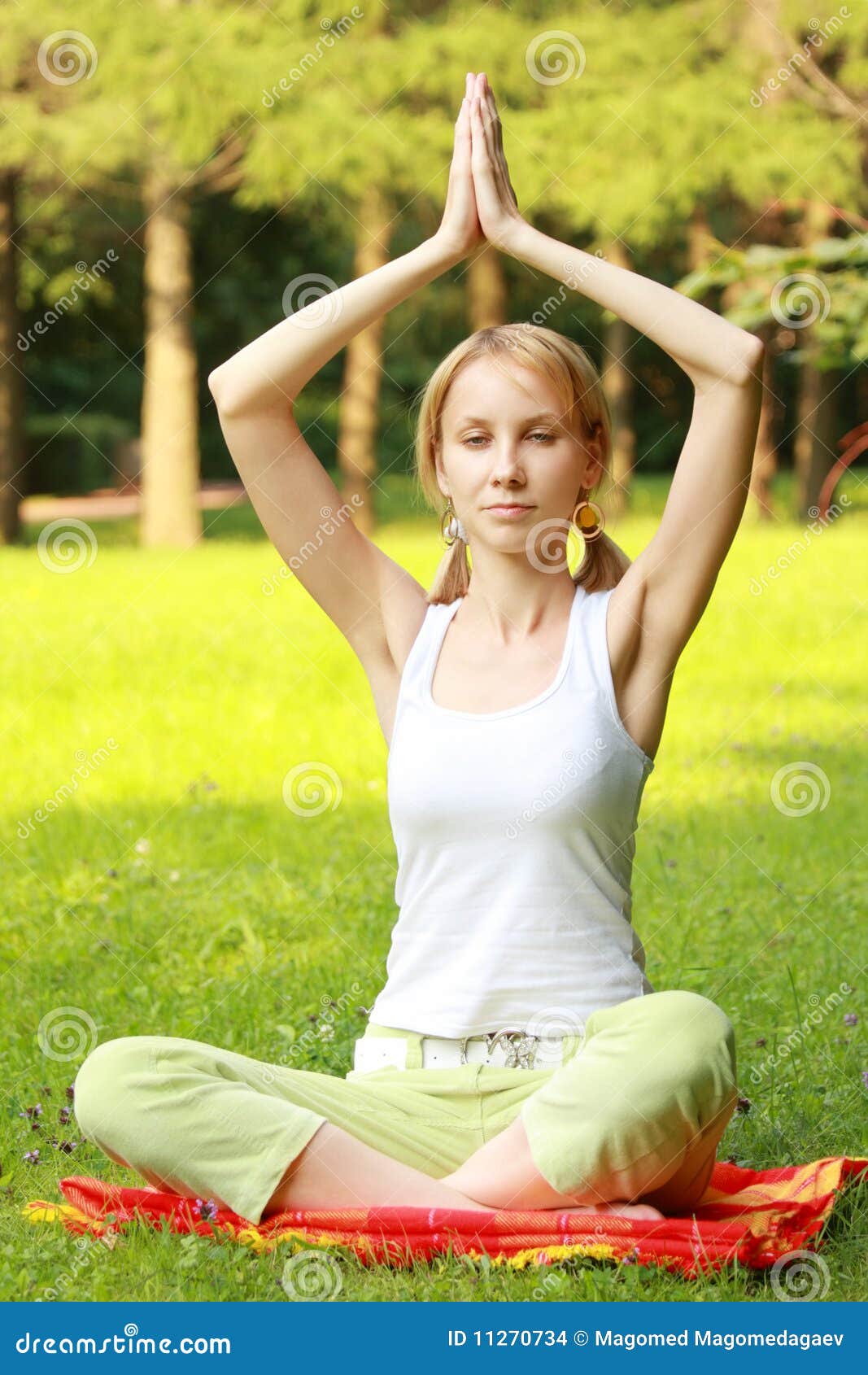 Relaxed Blonde in Yoga Pose Stock Photo - Image of female, attractive ...