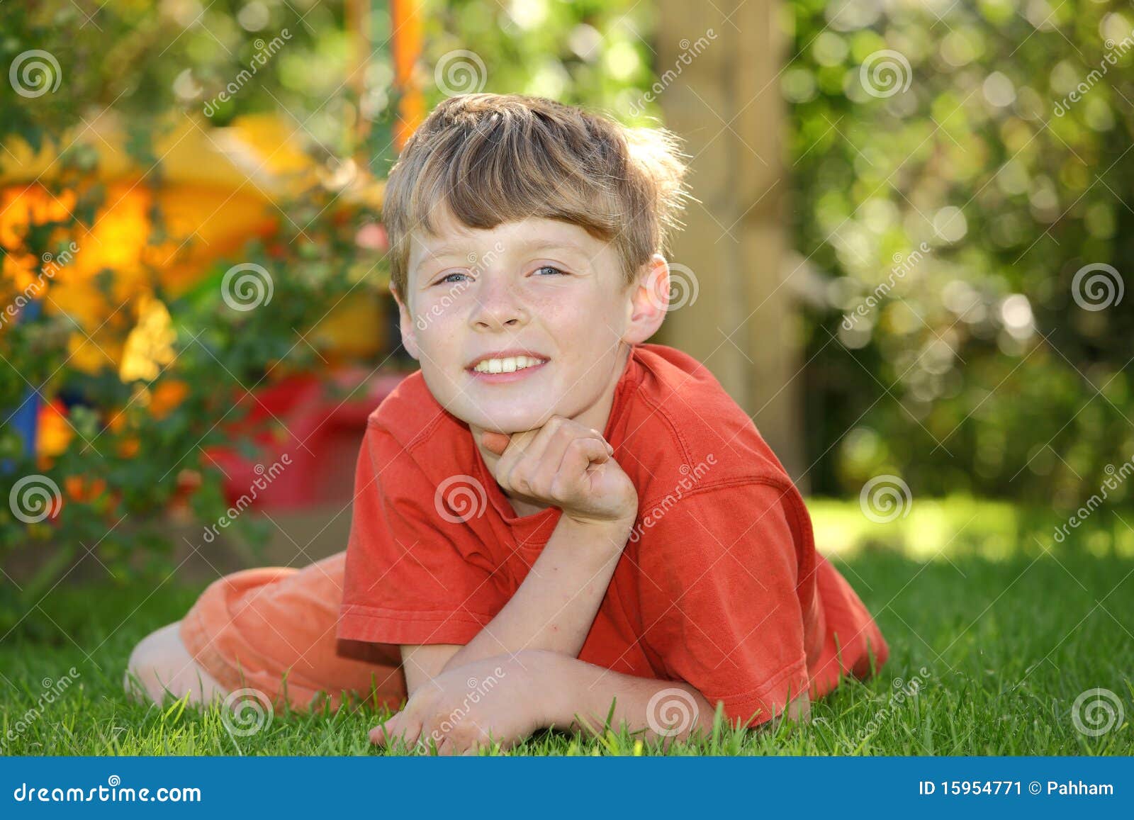 Relaxed boy stock image. Image of health, field, freedom - 15954771