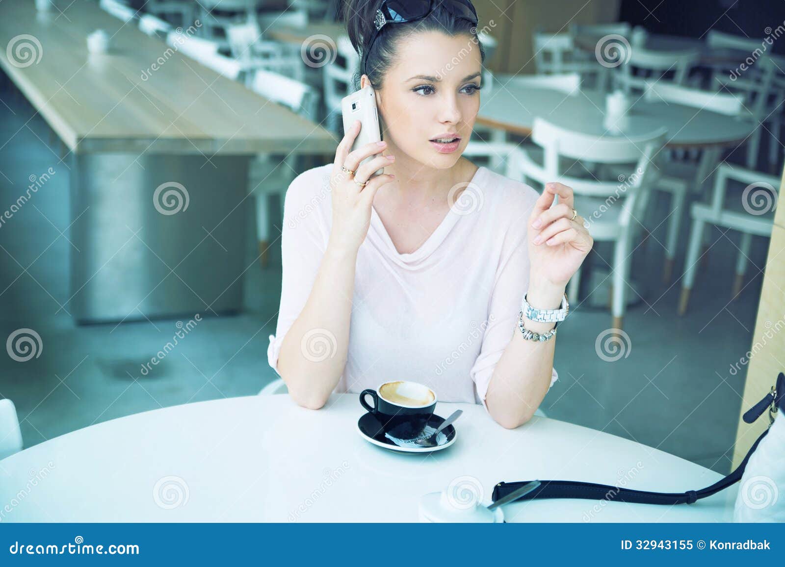 Relaxed Brunette Lady Making A Phone Call Royalty Free Stock Photo ...