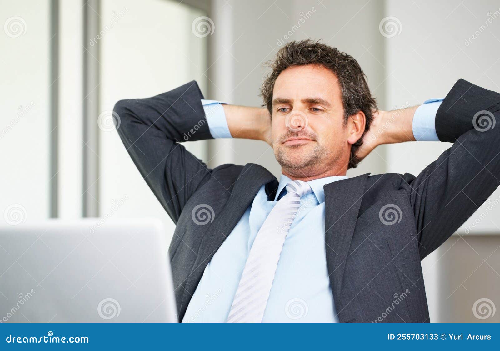 Relaxed Business Man Using Laptop. Handsome Business Man Using Laptop ...