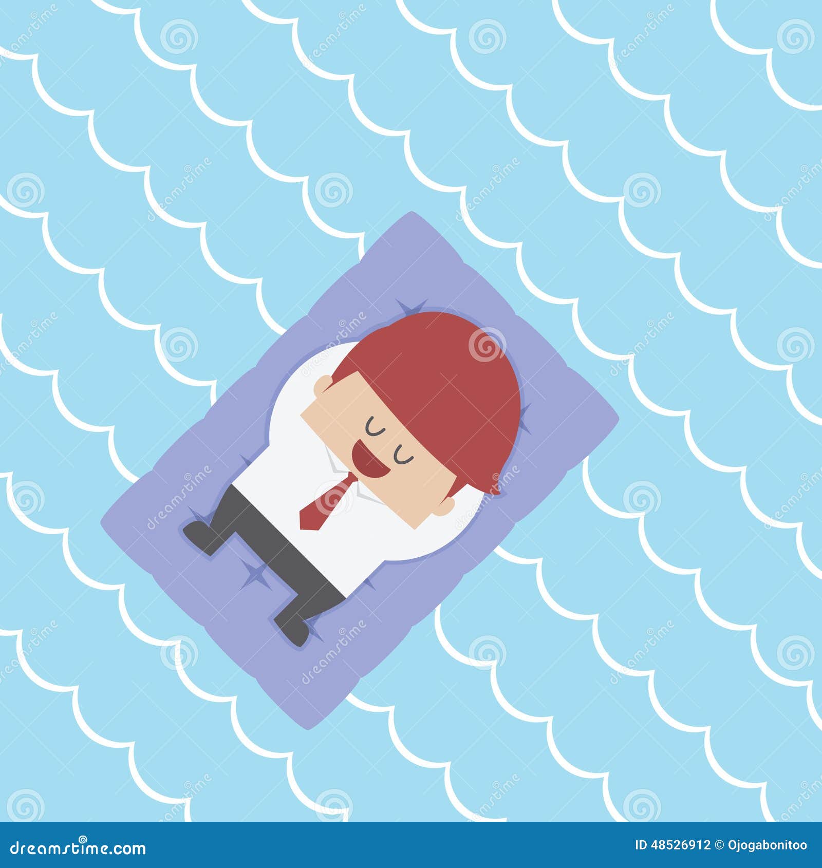 Relaxed Businessman Floating On Pool Raft Vector Illustration ...