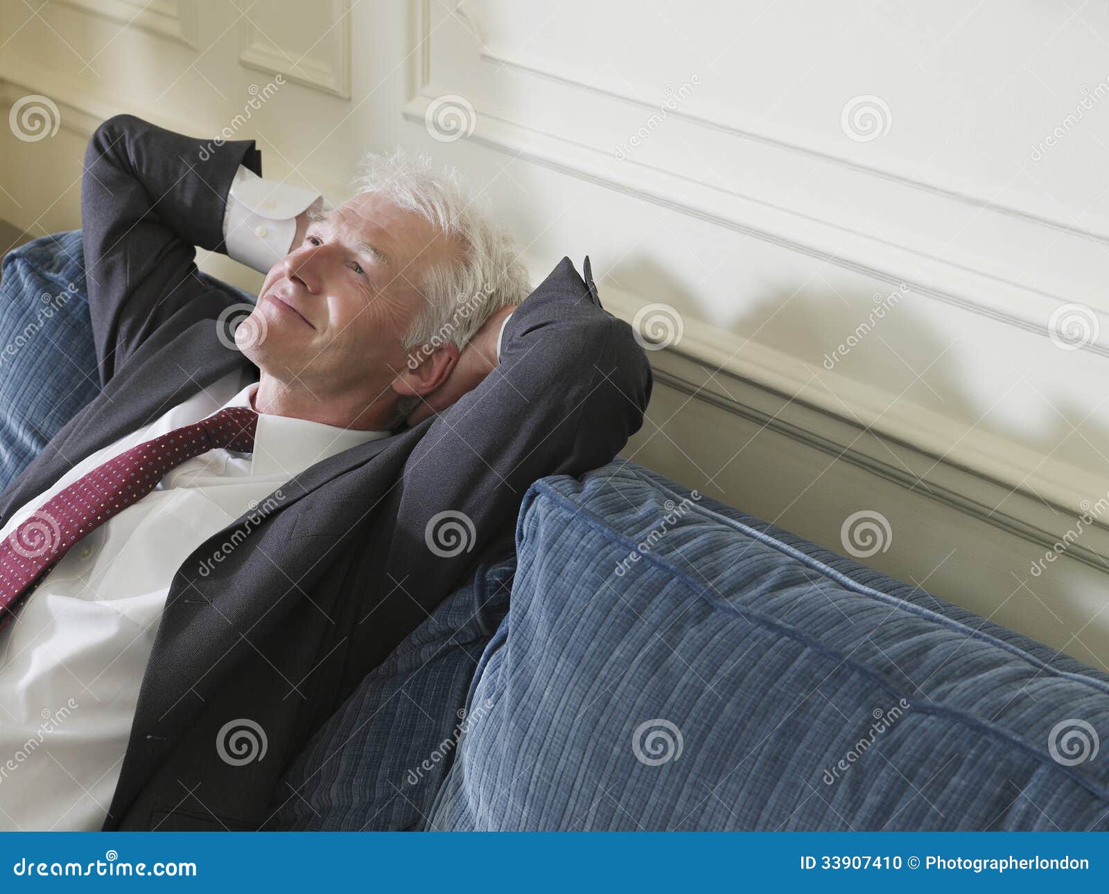 Relaxed Businessman Leaning Back on Sofa Stock Photo - Image of dressed ...