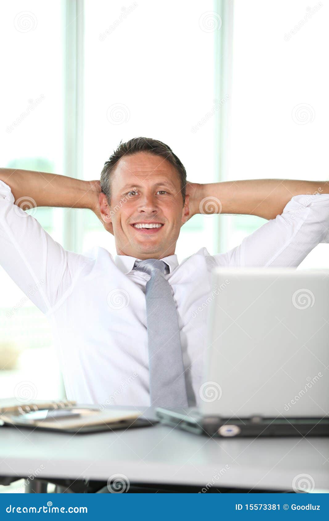 Relaxed Businessman at Work Stock Image - Image of salesman, director ...