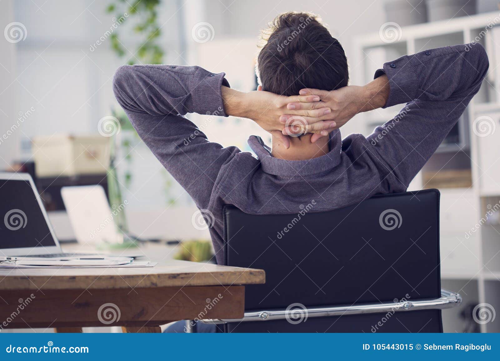 Relaxed Businessman Working on Computer Stock Image - Image of ...