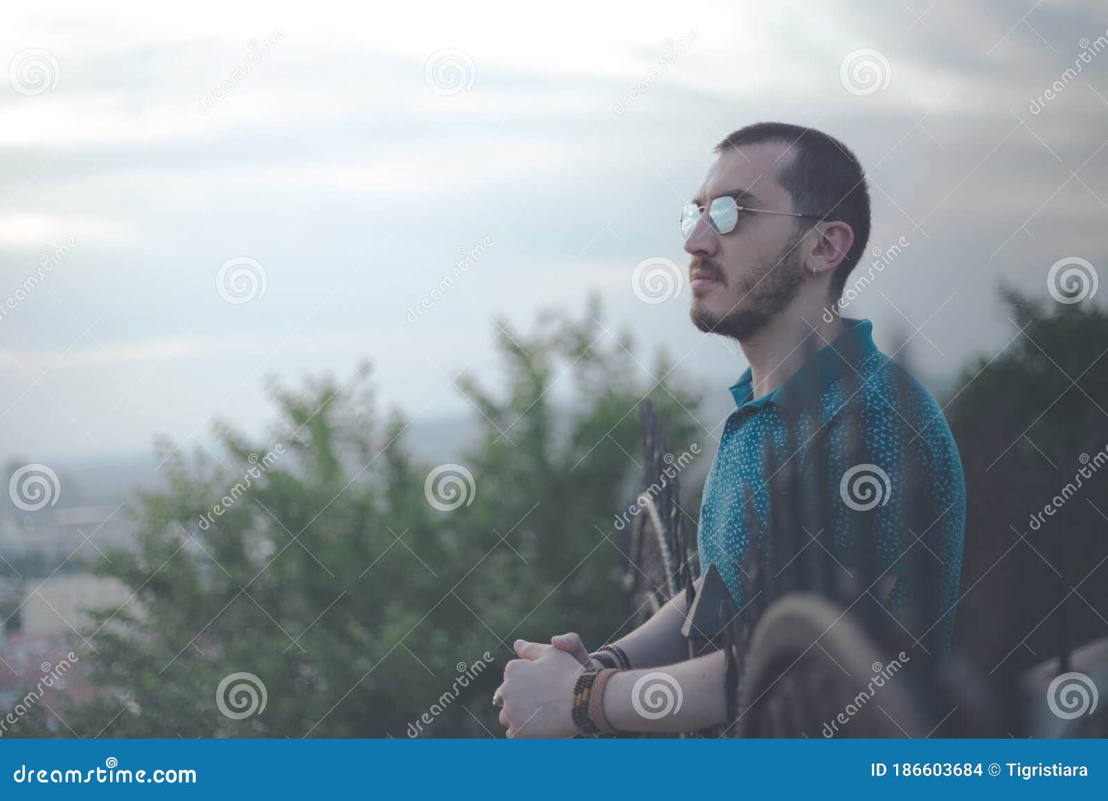 Relaxed and Calm Man Looking To Sky in a Peaceful Mood Stock Photo ...