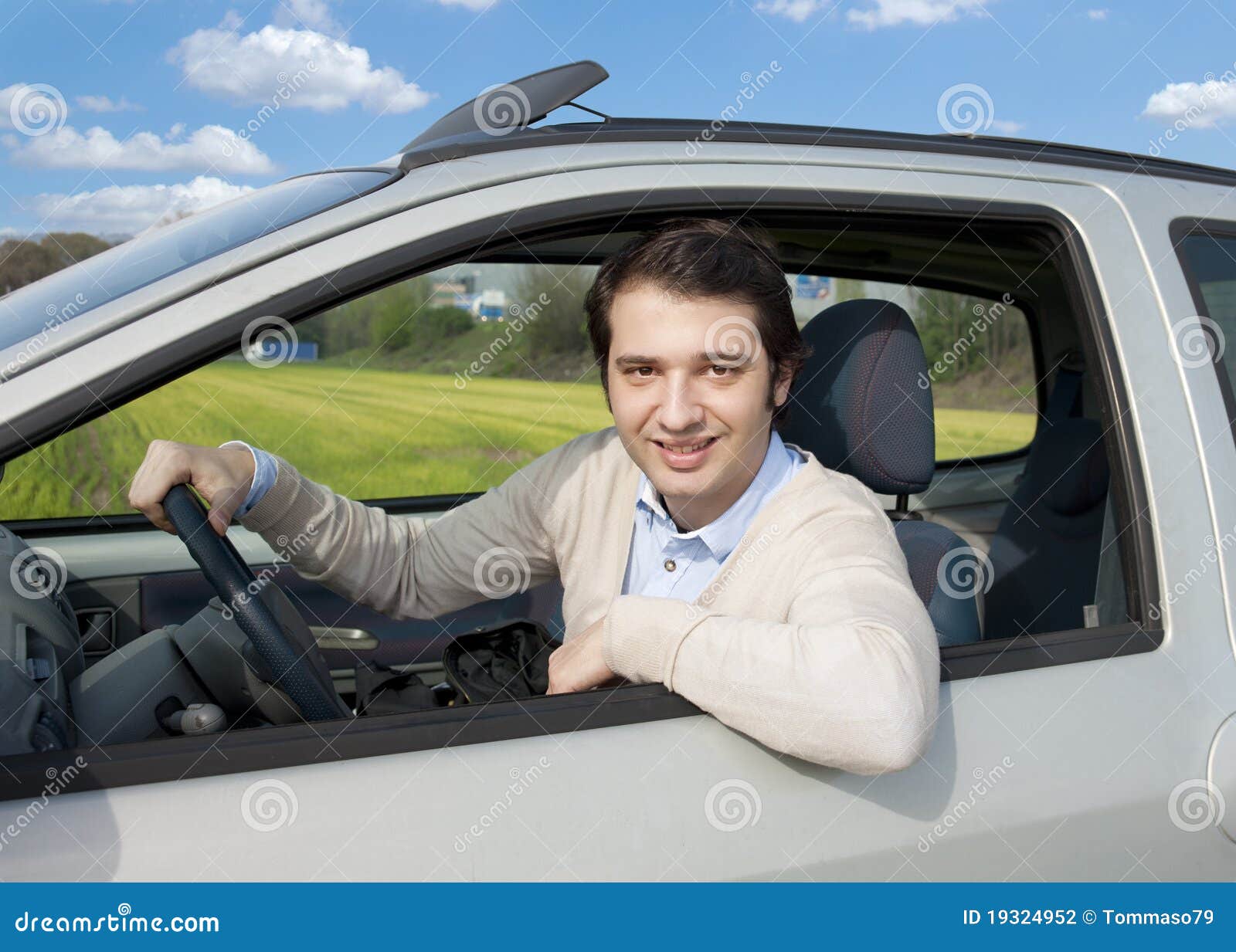 Relaxed car driver stock photo. Image of closeup, health - 19324952
