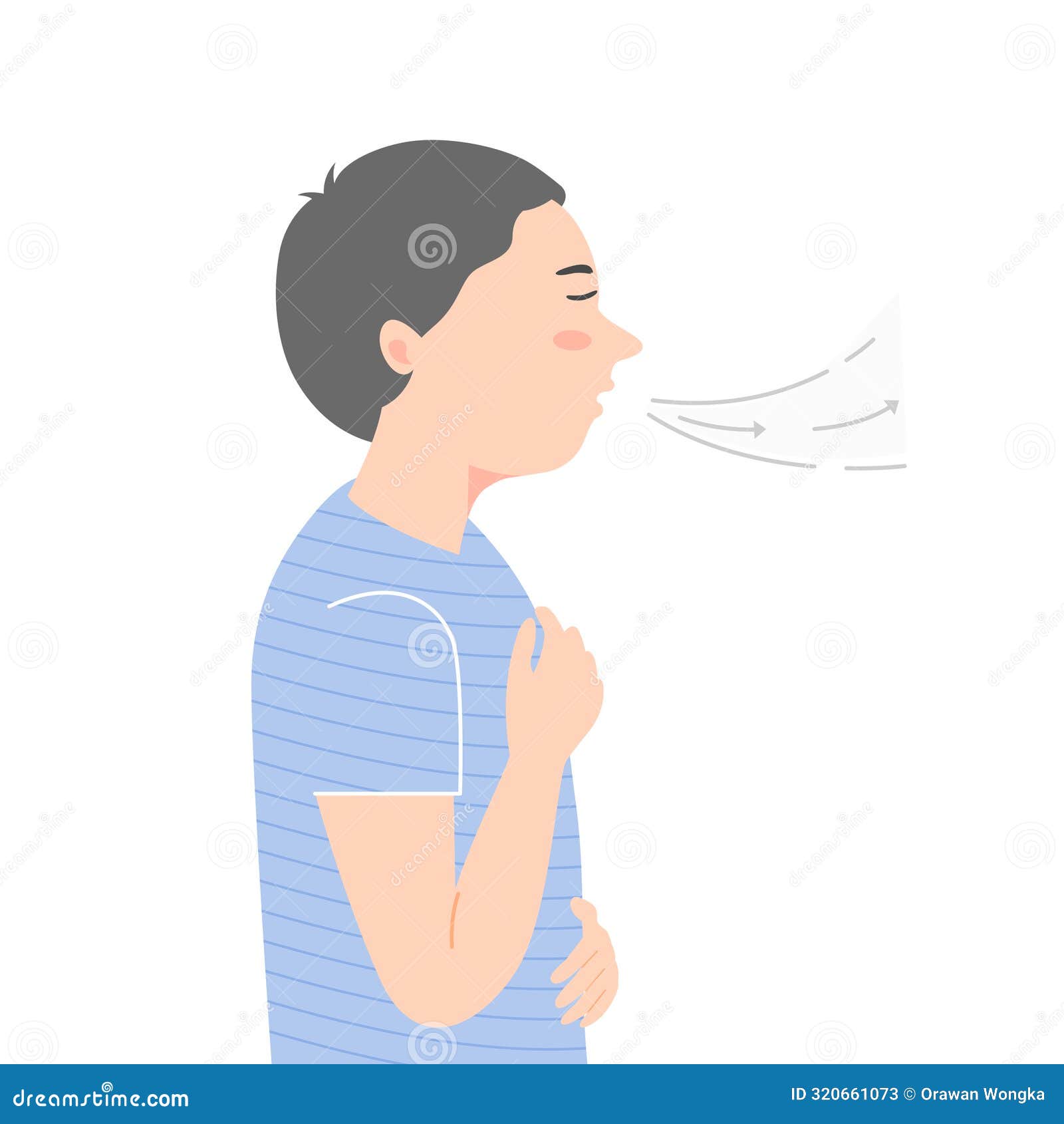 Relaxed Child Boy Breathing Exercise. Flat Vector Illustration Stock ...