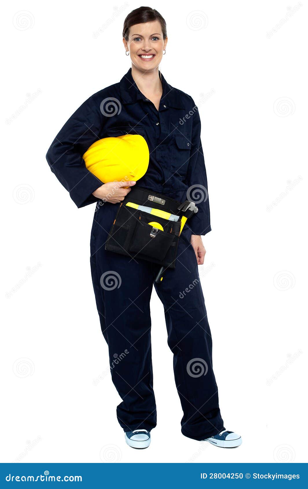 Relaxed Construction Worker With Yellow Helmet Stock Photo ...