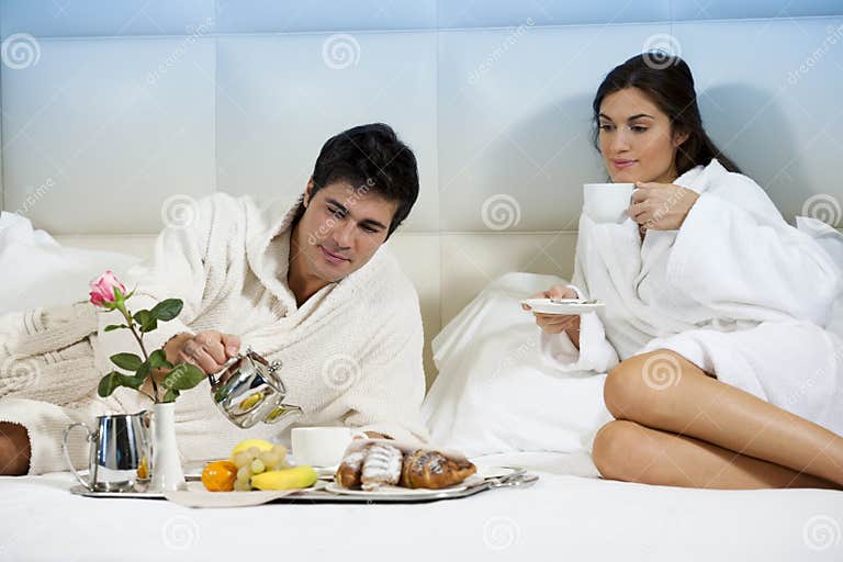 Relaxed Couple in Bed stock image. Image of hair, relaxation - 17269345