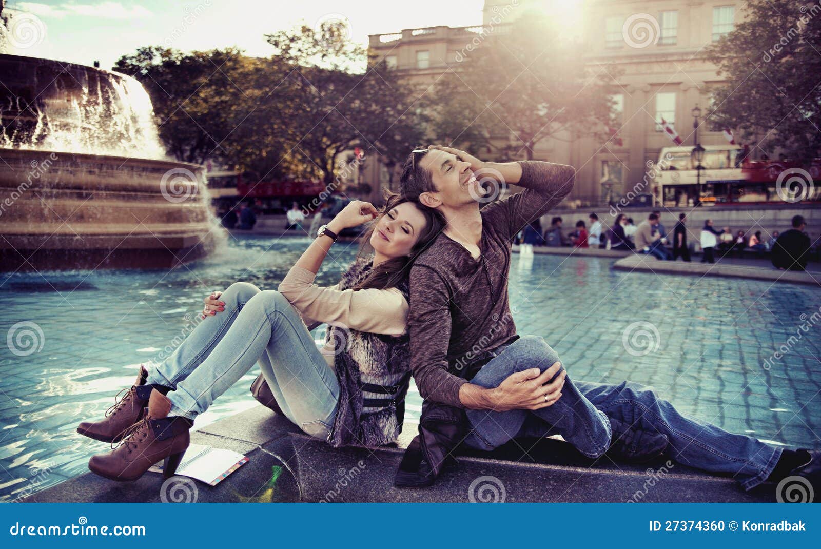 Relaxed Couple Resting in the City Stock Photo - Image of female ...