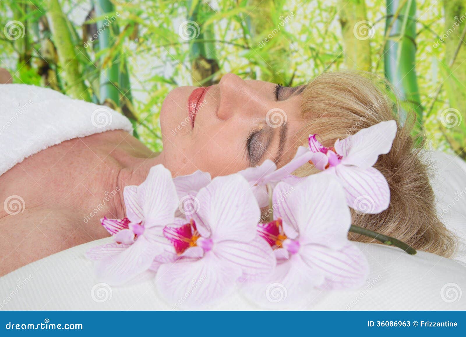 Relaxed Elderly Woman in Spa Stock Image - Image of beach, grooming ...