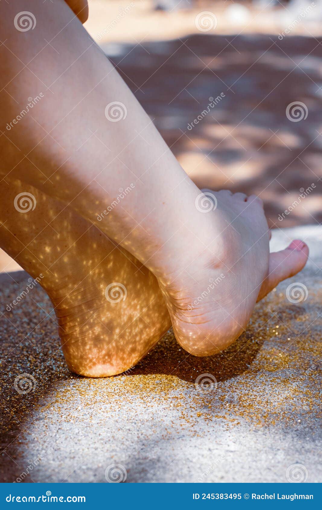 Relaxed Feet with Glitter Reflection Stock Image - Image of glitter ...