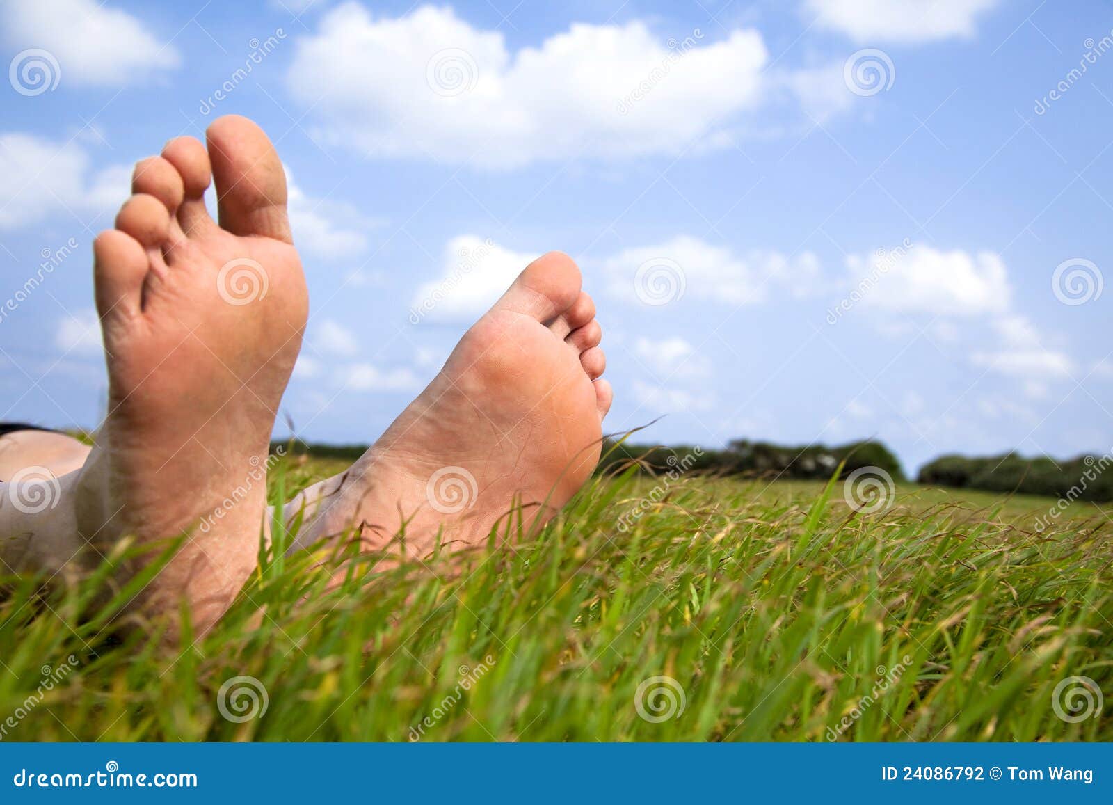 Relaxed foot on grass stock photo. Image of grass, easy - 24086792