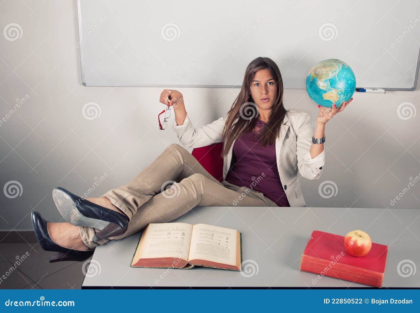 Relaxed girl in school stock photo. Image of learning - 22850522