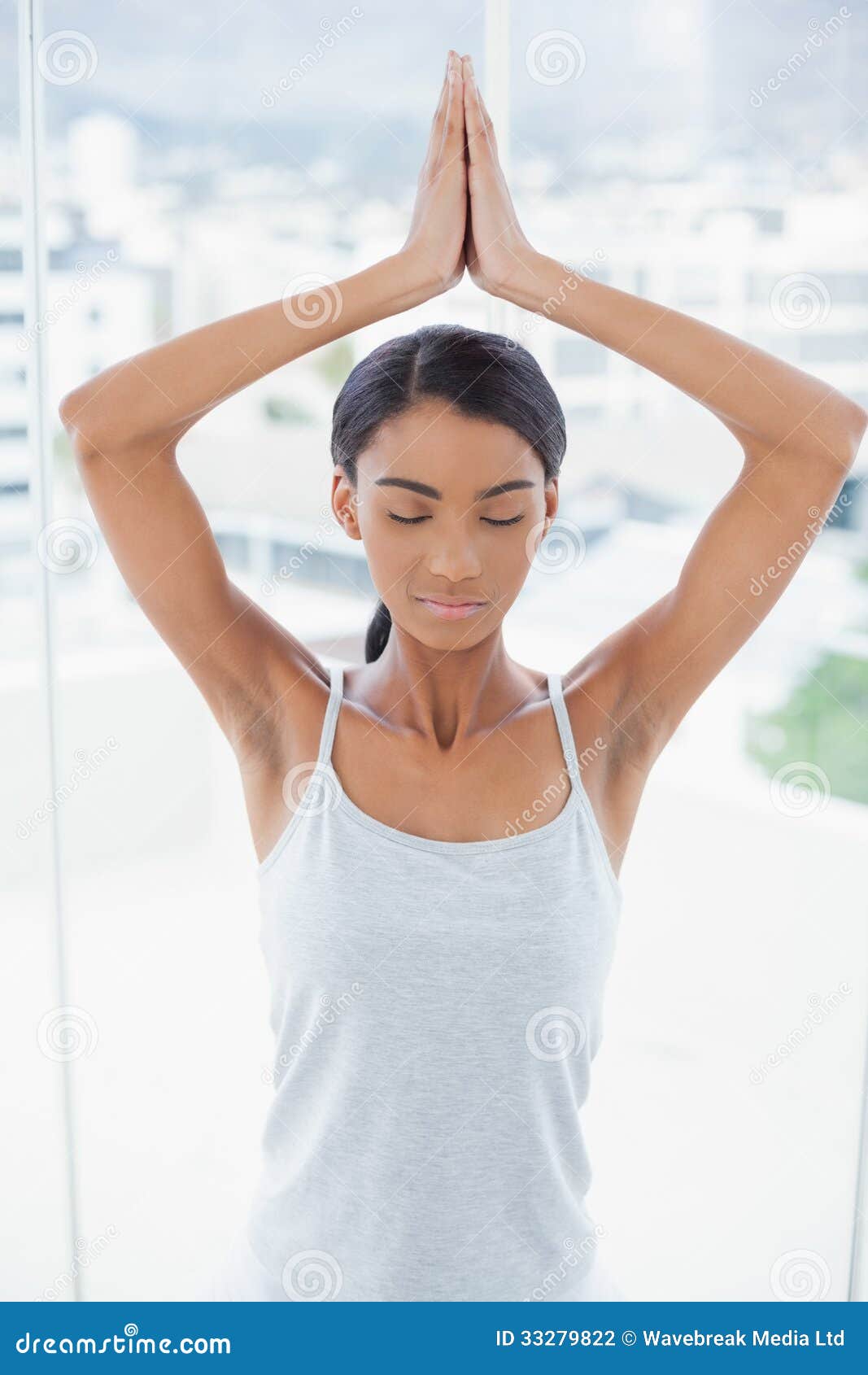 Relaxed Gorgeous Model Doing Yoga Exercise Stock Photo - Image of tied ...