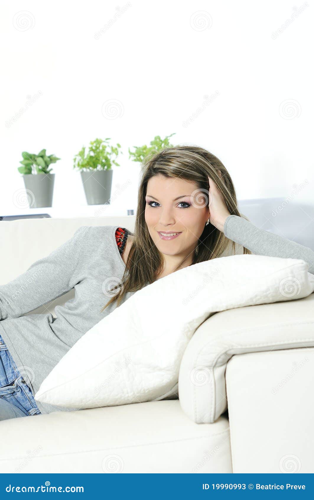 Relaxed at home stock image. Image of white, blond, beauty - 19990993
