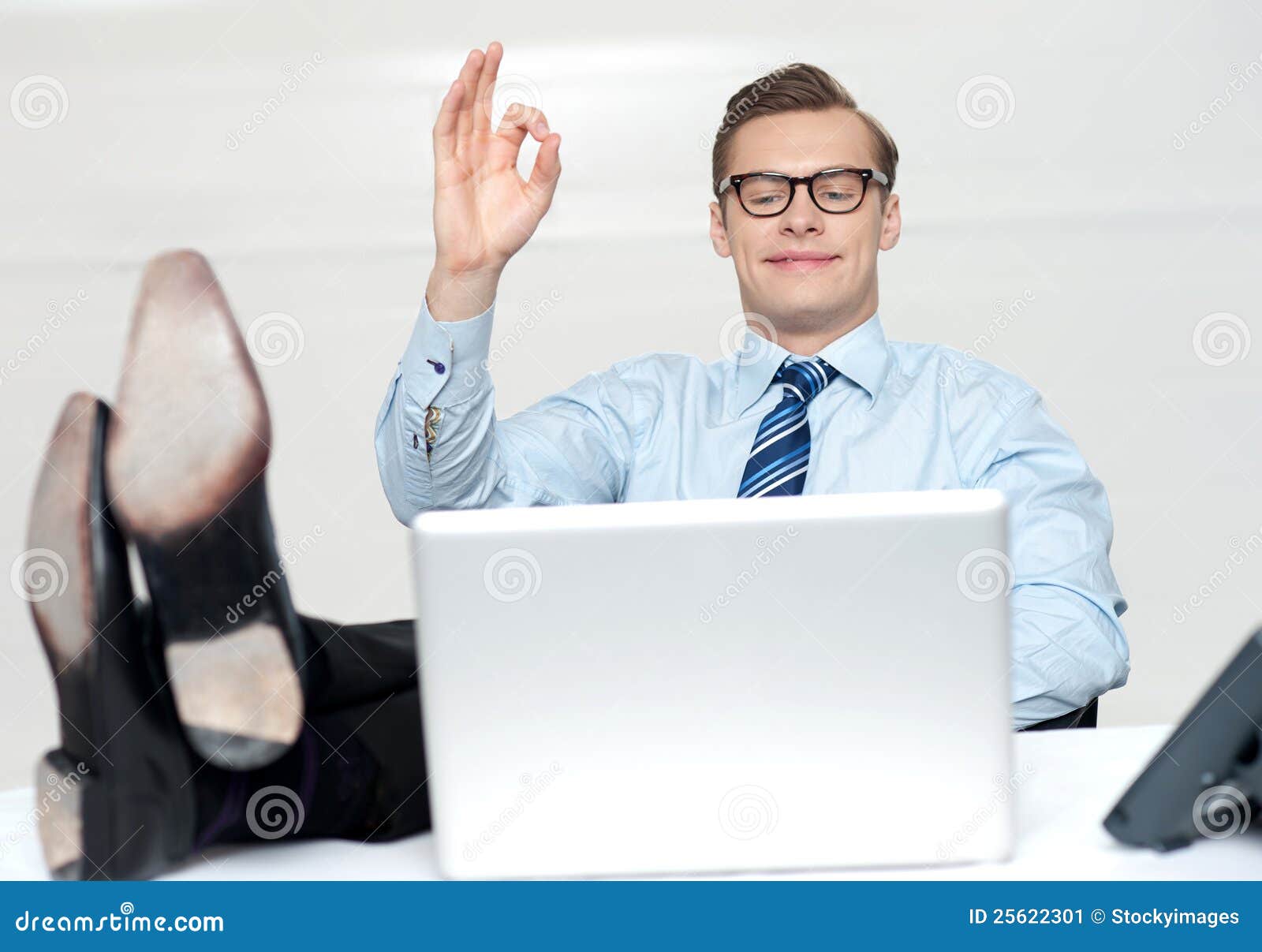 Relaxed Man with Excellent Gesture Stock Image - Image of excellent ...