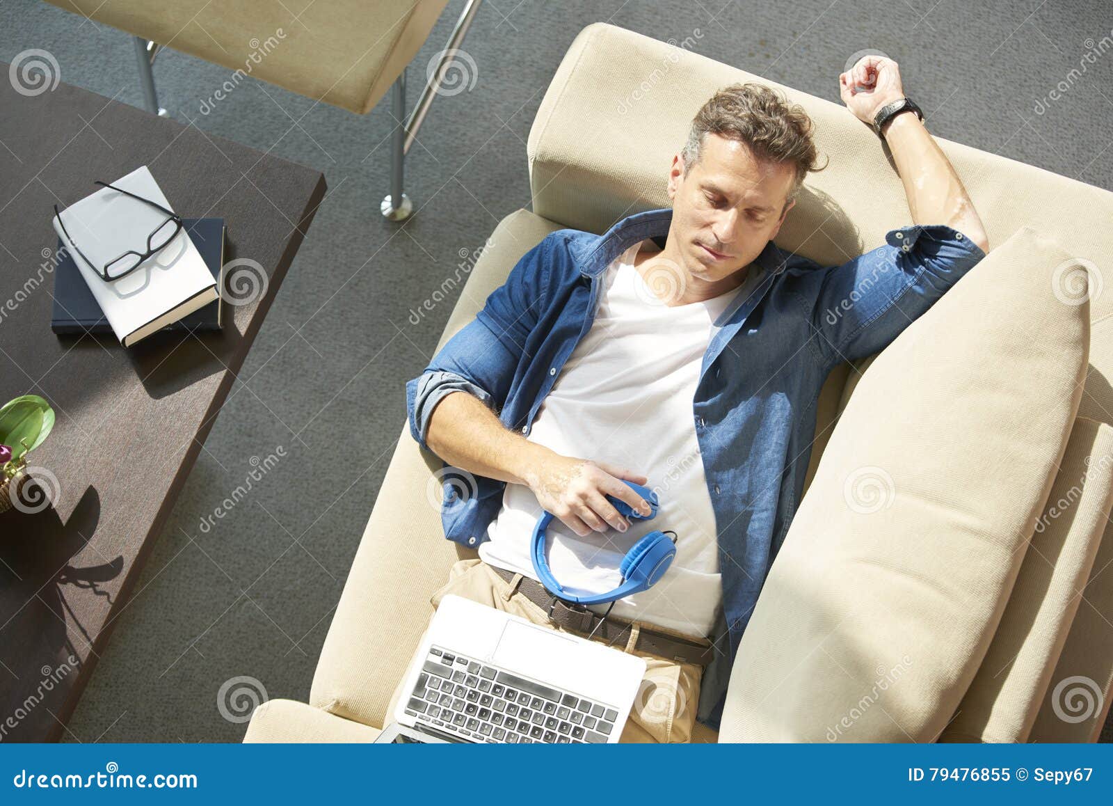 Relaxed man at home stock image. Image of relaxing, home - 79476855