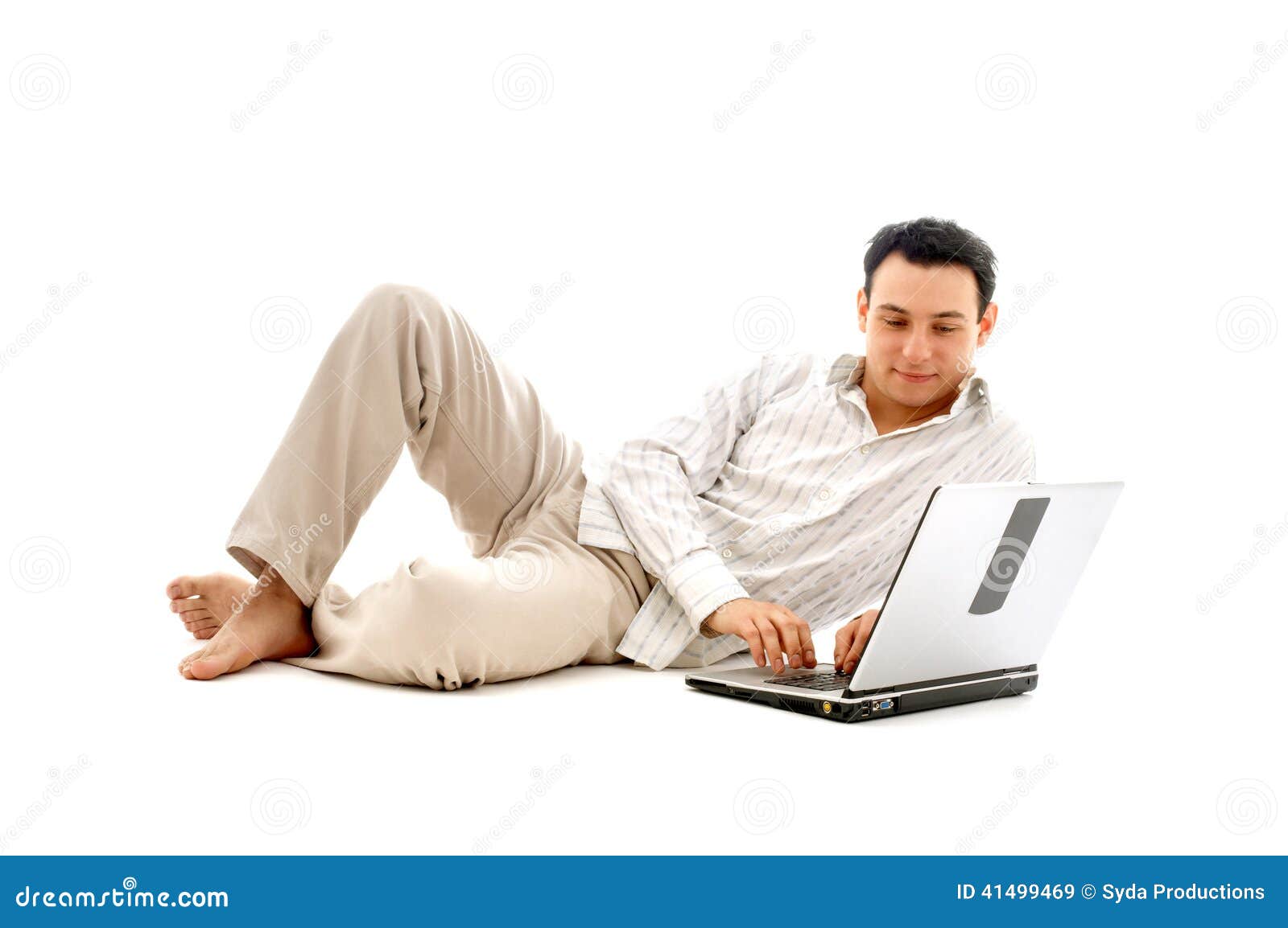 Relaxed man with laptop stock image. Image of handsome - 41499469