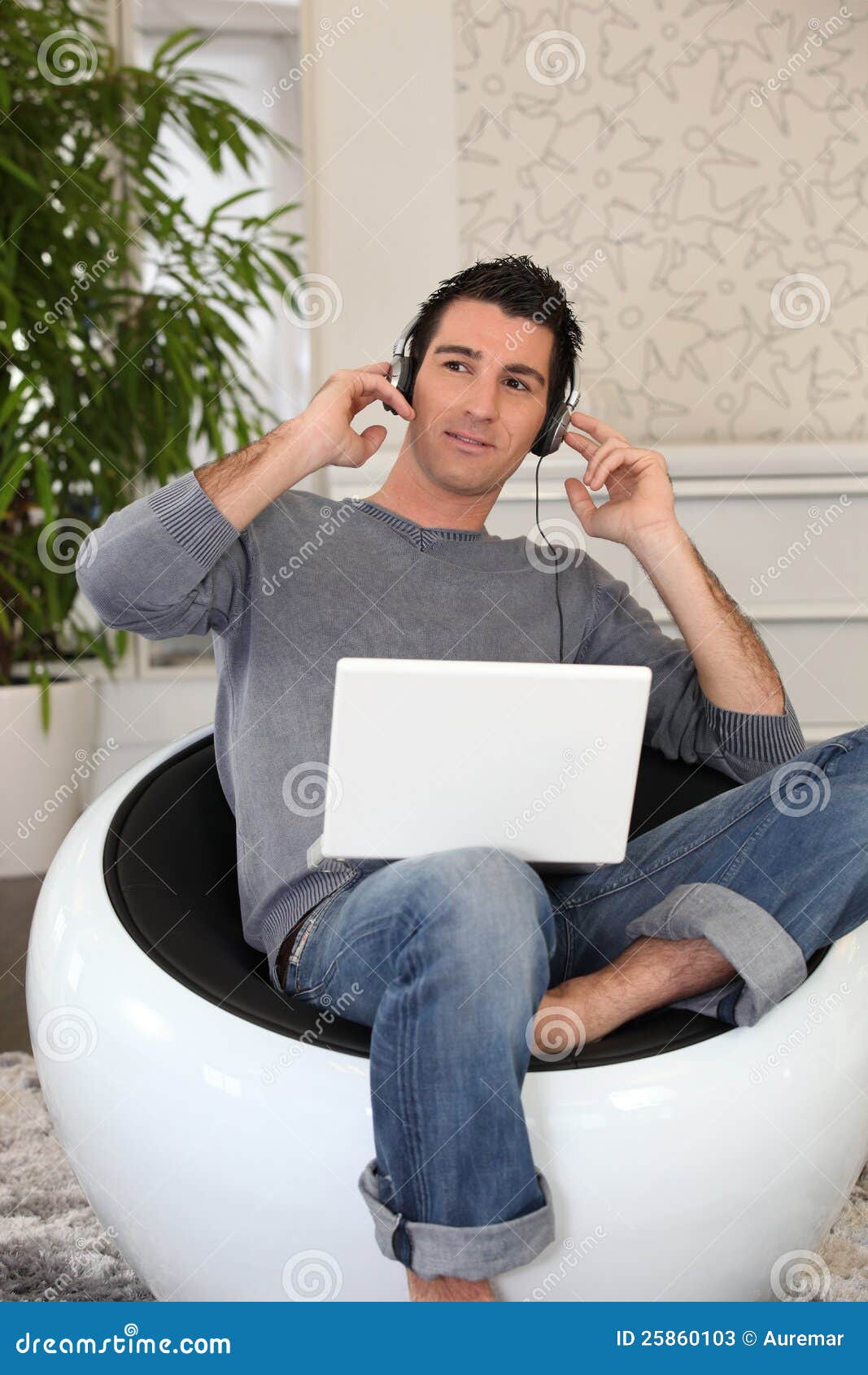 Relaxed Man Listening To Music Stock Image - Image of home, listen ...