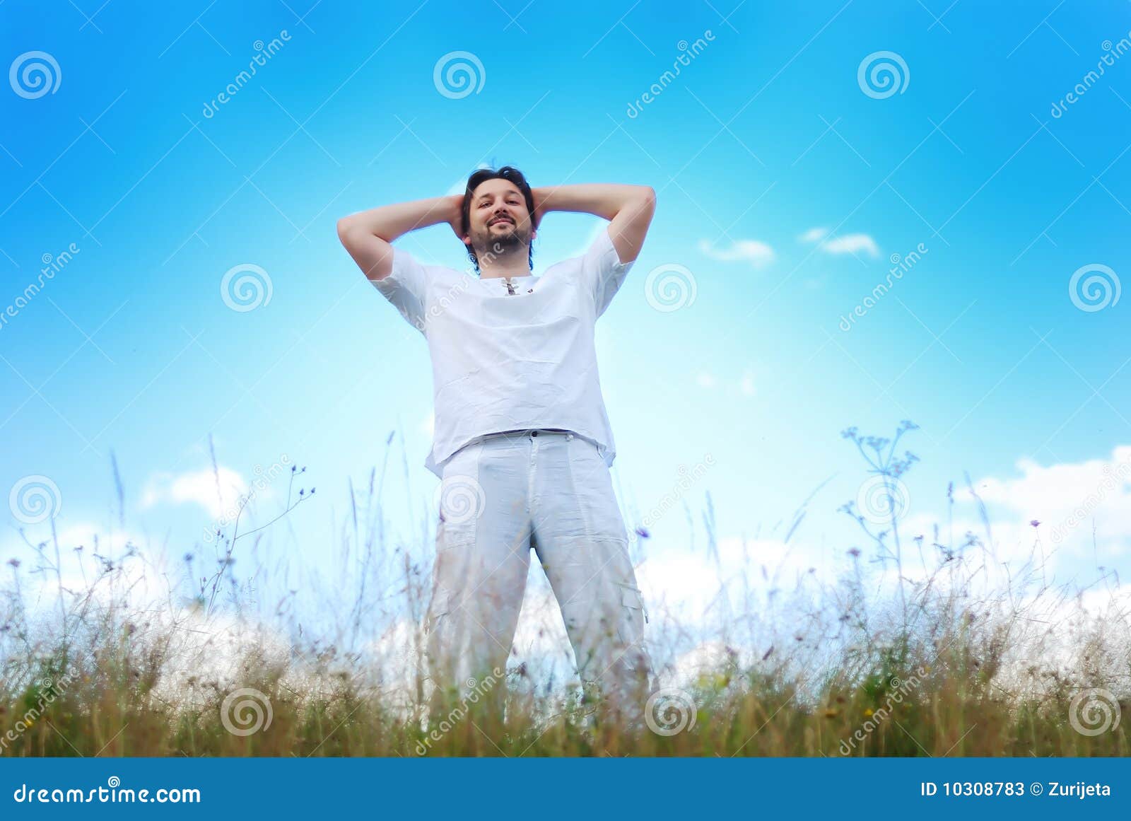 Relaxed man in nature stock image. Image of white, nature - 10308783