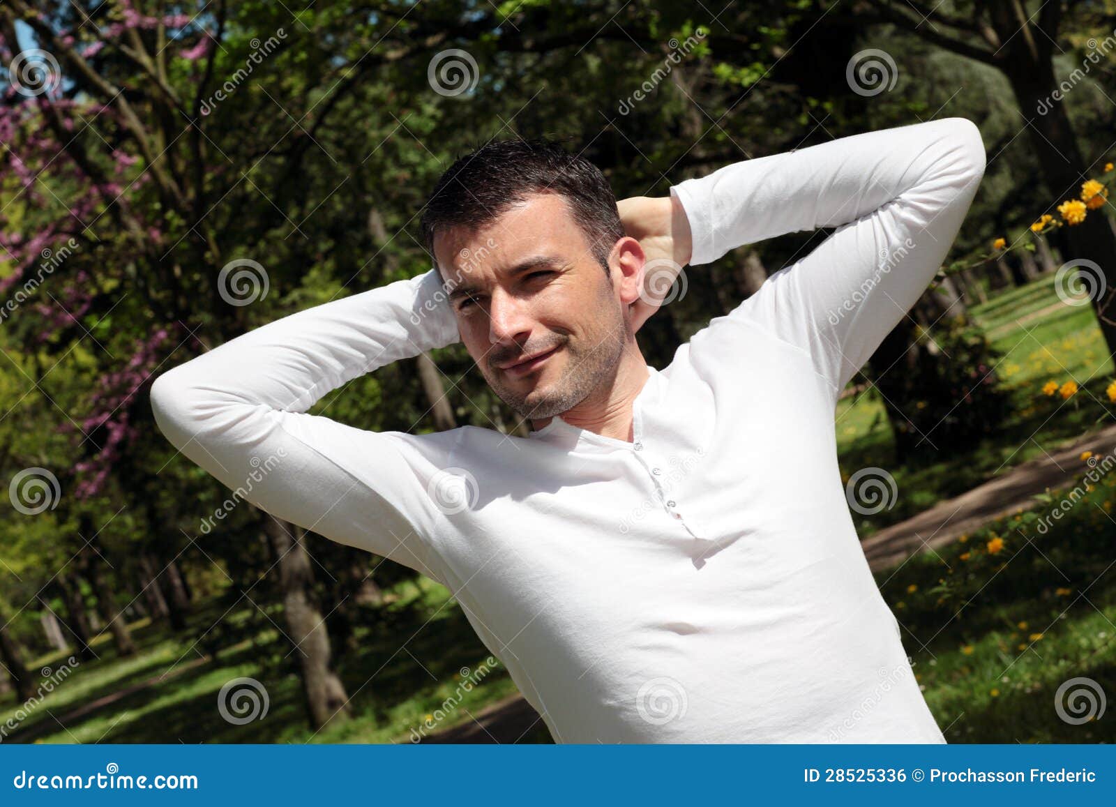 Relaxed man in a park stock photo. Image of face, natural - 28525336