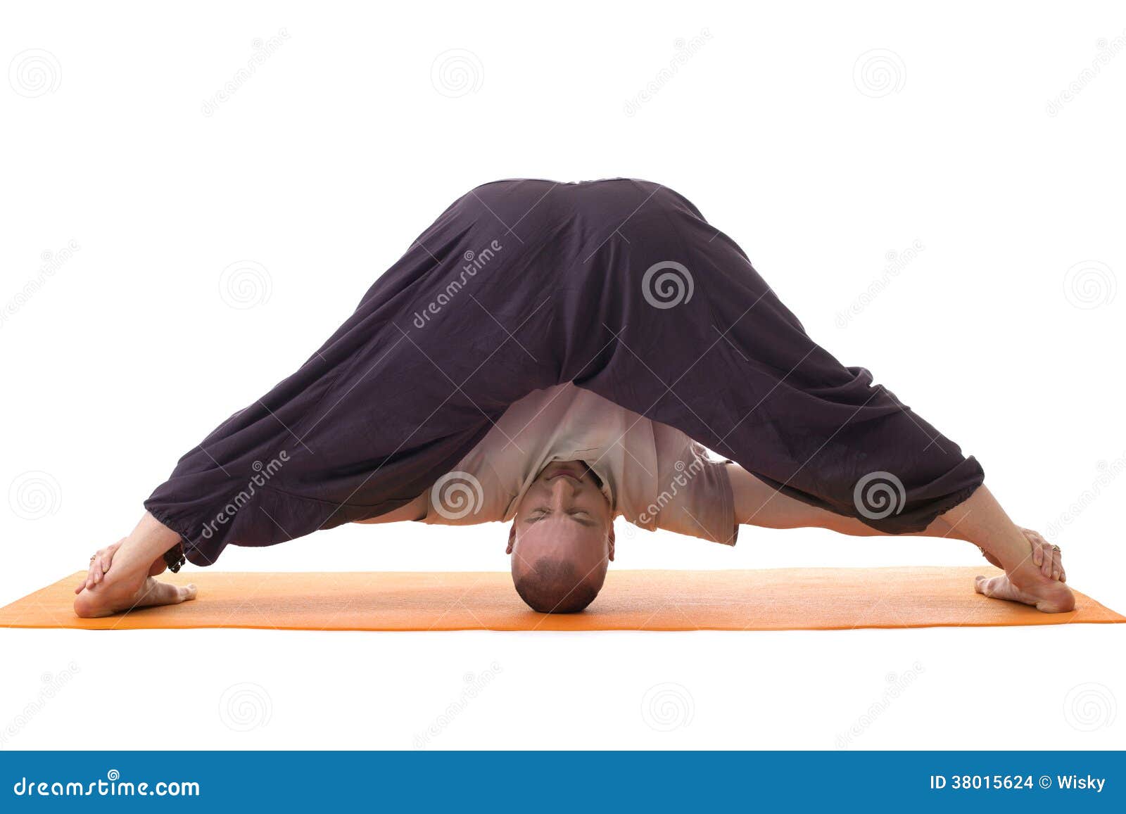 Relaxed Man Posing in Difficult Yoga Pose Stock Photo - Image of sport ...