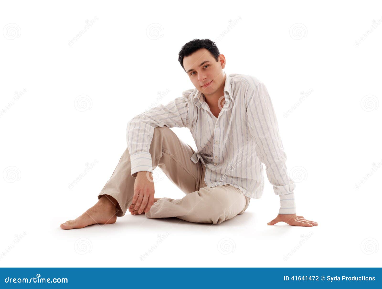 Relaxed Man Sitting on the Floor Stock Photo - Image of happiness ...