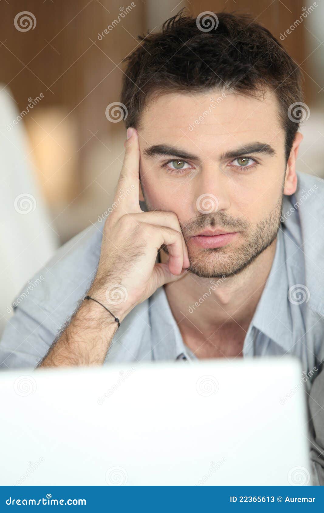 Relaxed man using laptop stock image. Image of expression - 22365613