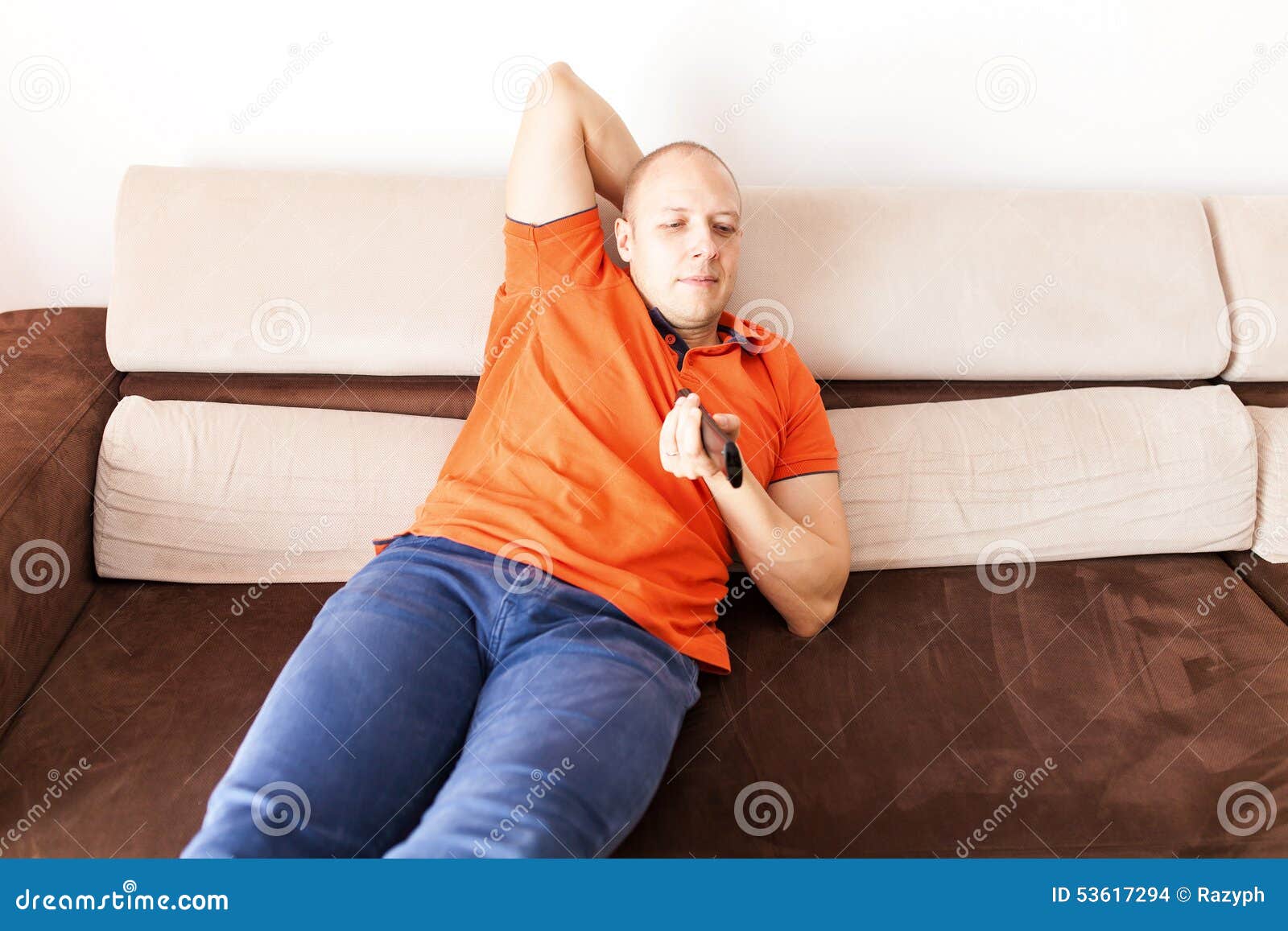 Relaxed man stock photo. Image of remote, enjoy, lifestyle - 53617294